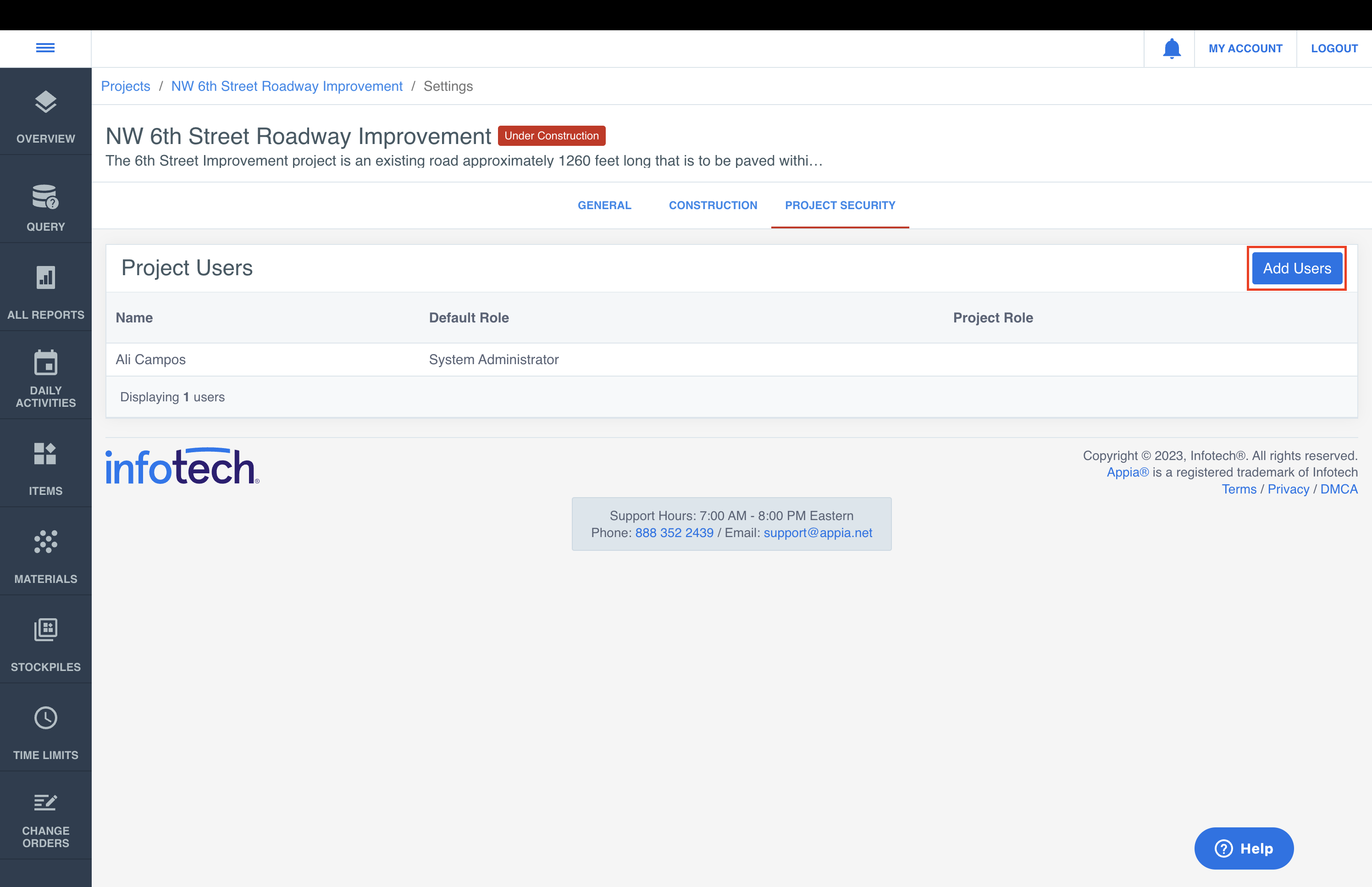 Appia® | Global and project settings – Infotech