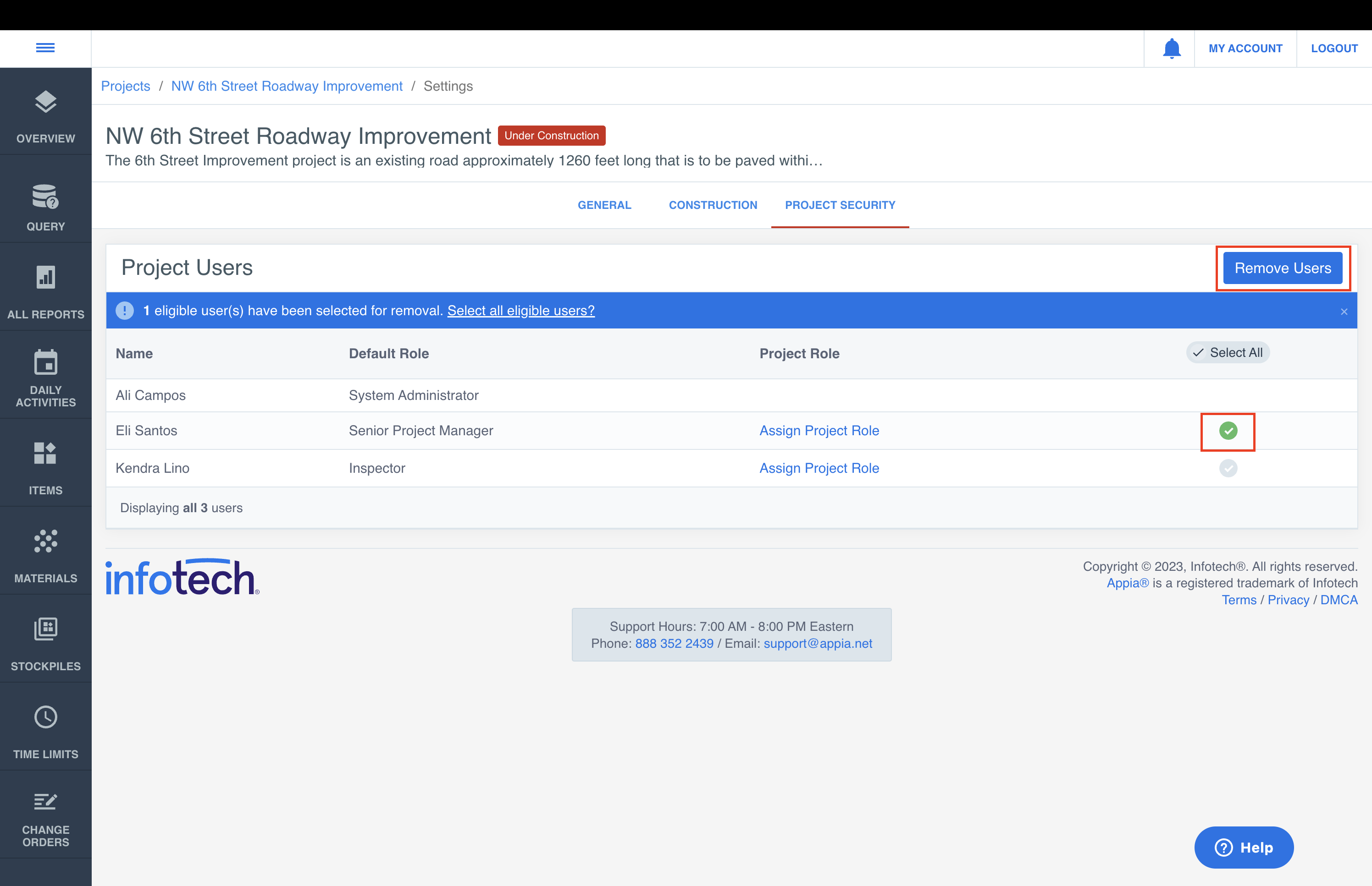 Appia® | Global and project settings – Infotech