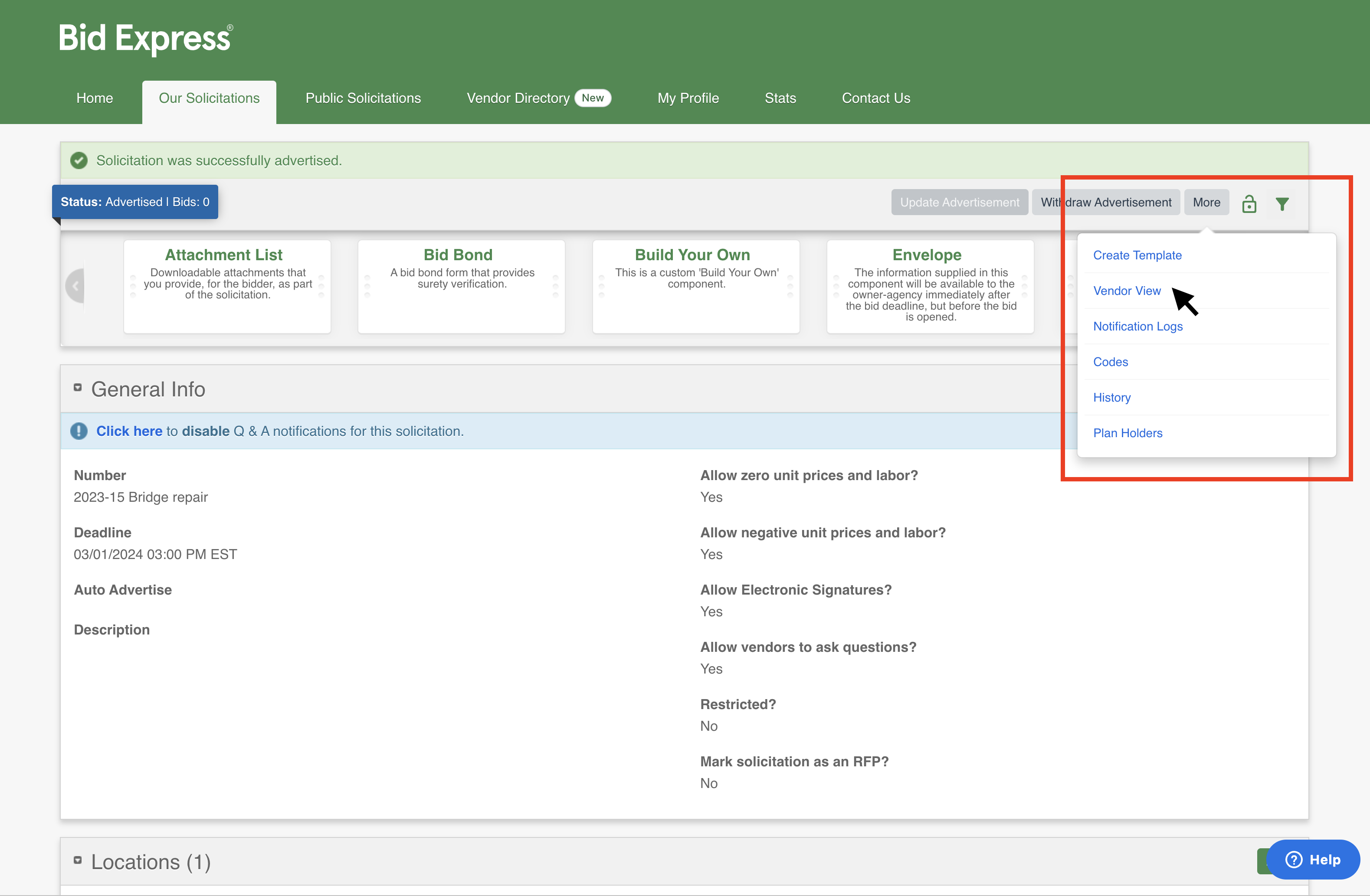 Bid Express® | Vendor View – Infotech