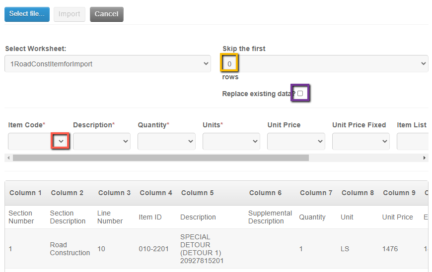 Solicitation tables and item lists in the Bid Express® service – Infotech