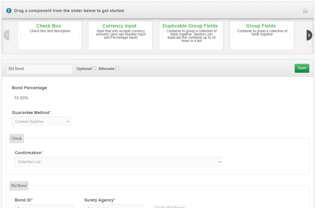 Bid Express® | Solicitations | Standard components – Infotech